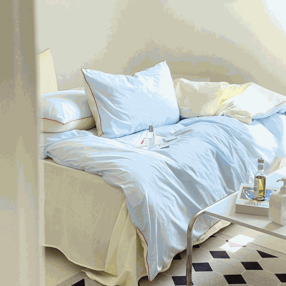 Sky Blue & Yellow Two-Tone Duvet Set - Sunshine Color Block Bedding fo ...
