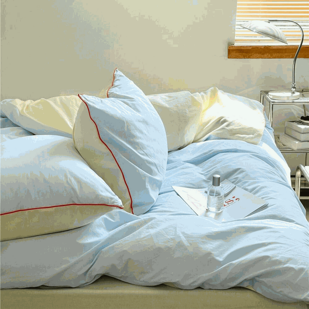Sky Blue & Yellow Two-Tone Duvet Set - Sunshine Color Block Bedding fo ...